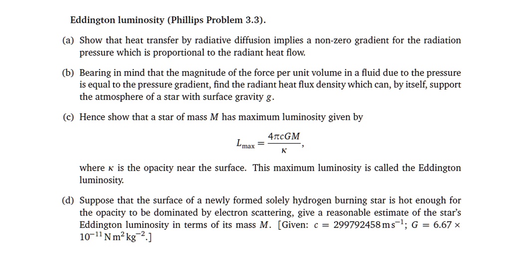 eddington luminosity phillips problem 33 show that heat transfer by ...