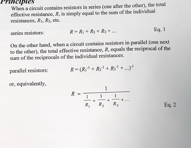 Principles When a circuit contains resistors in series (one after the ...