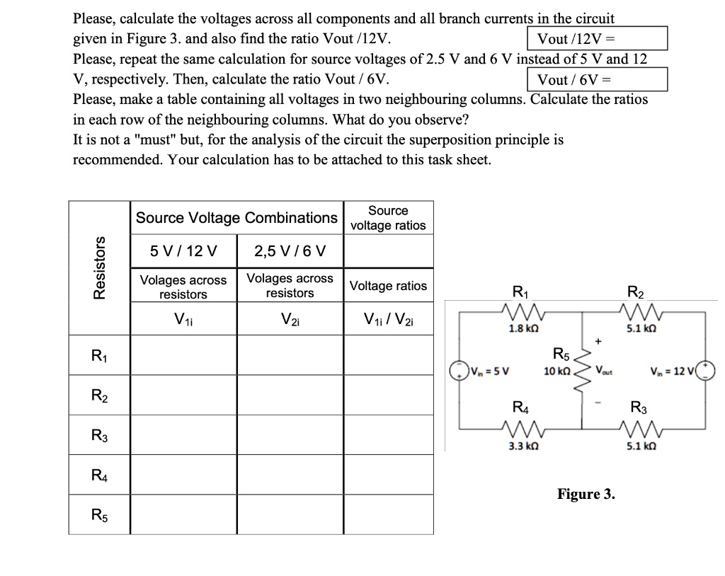 SOLVED: Please calculate the voltages across all components and all branch currents in the ...
