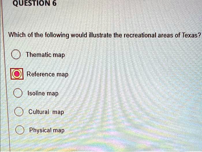 QUESTION 6 Which of the following would illustrate the recreational ...