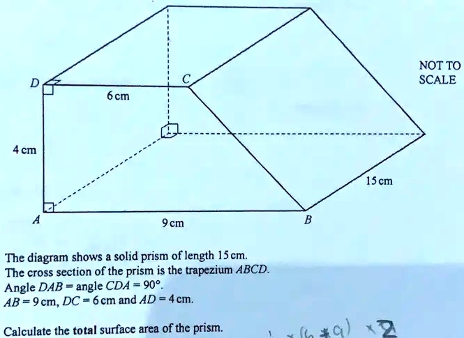 not to scale 6cm 4 cm 1scm 9 cm the diagram shows solid prism of length ...