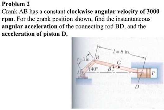 [GET ANSWER] Problem 2 Crank AB has a constant clockwise angular ...