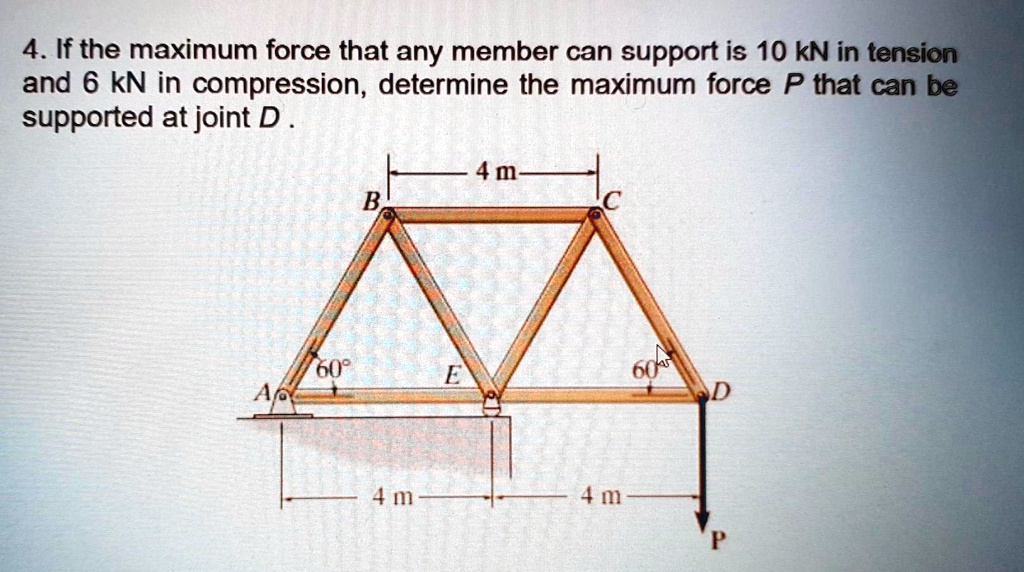 If The Maximum Force That Any Member Can Support Is 10 Kn In Tension