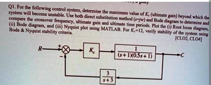 Q1. For the following control system, determine the maximum value of Kc ...