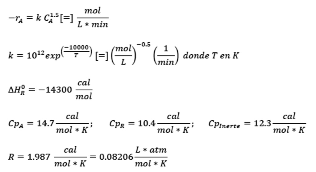 SOLVED: A-> 2R The previous reaction is carried out in the gas phase ...
