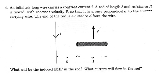 an infinitely long wire carries constant current fod length and ...