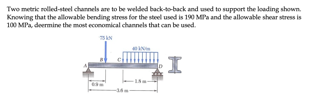 Two metric rolled-steel channels are to be welded back-to-back and used ...