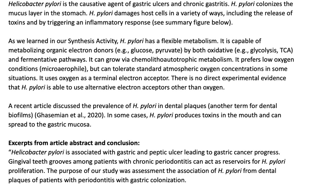SOLVED:Helicobacter pylori is the causative agent of gastric ulcers and ...
