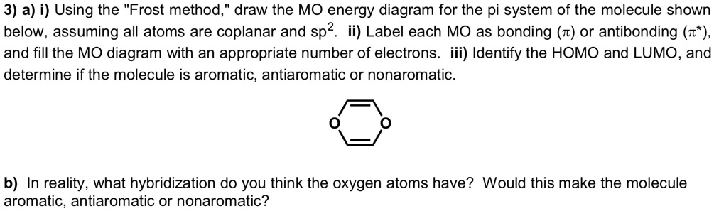SOLVED: 3) a) i) Using the "Frost method; draw the MO energy diagram ...
