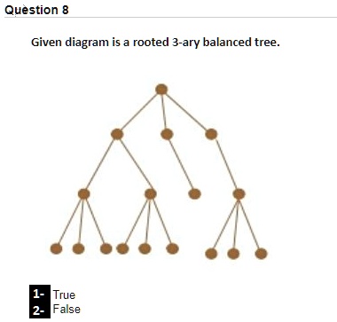SOLVED: Question 8 Given diagram is rooted 3-ary balanced tree True False