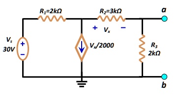 SOLVED: a) Find the Thevenin equivalent circuit across the terminals a ...