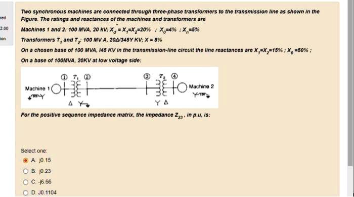 SOLVED: Find Z23, Z33, Z11 Two synchronous machines are connected through three-phase ...