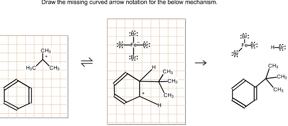 Draw the missing curved arrow notation for the below mechanism.