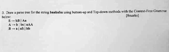Video Solution 3 Draw A Parse Tree For The String Baababa Using Buttom Up And Top Down Methods