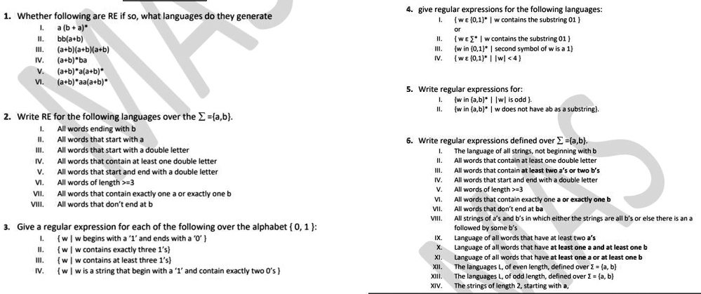 solve these question of theory of automata here re means regular ...