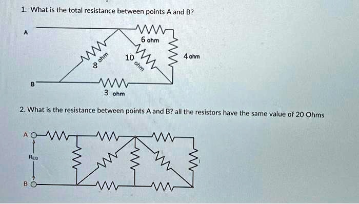 what is the total resistance between points a and b 5 ohm 10 4onm1 ohm what is the resistance ...