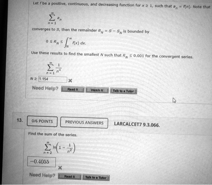 Solved Let F X Be A Positive Continuous And Decreasing Function For X
