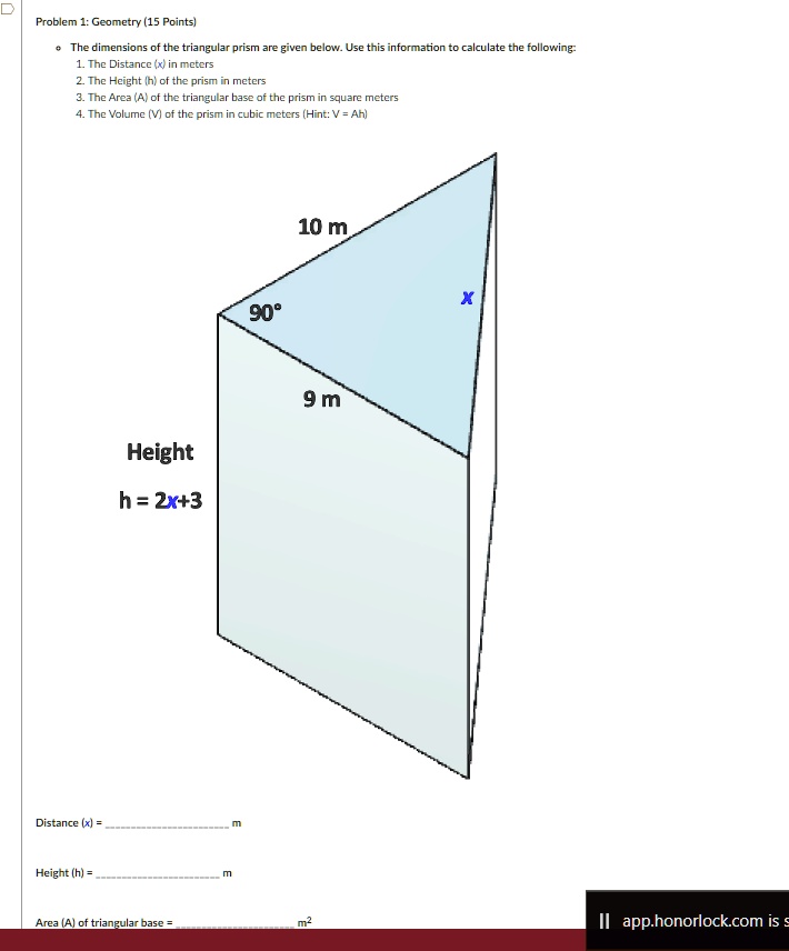 Problem 1: Geometry (15 Points) • The dimensions of the...