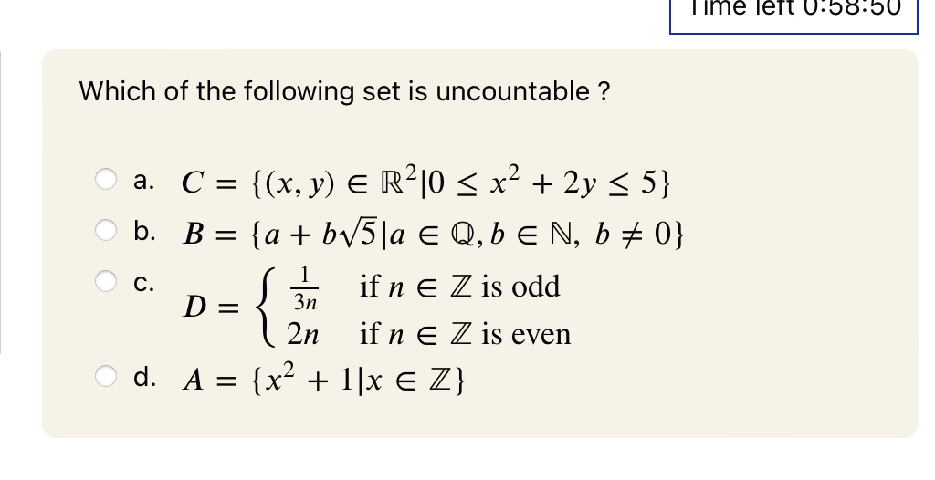 SOLVED: Texts: Please answer ASAP for UPVOTE! lmeeftU.b8.b0 Which of the following sets is ...