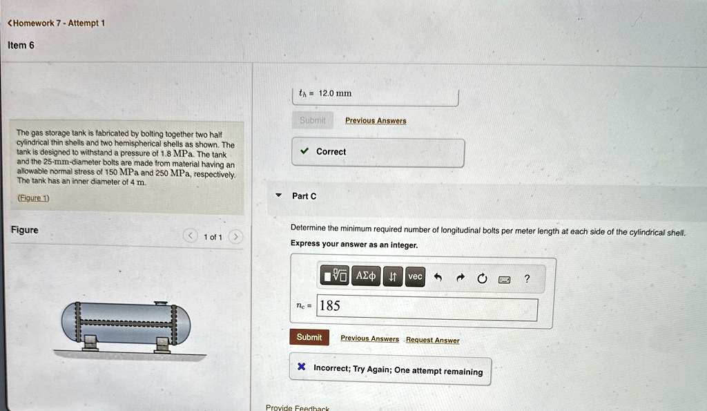 homework 7 attempt 1 item 6 th 120 mm the gas storage tank is ...
