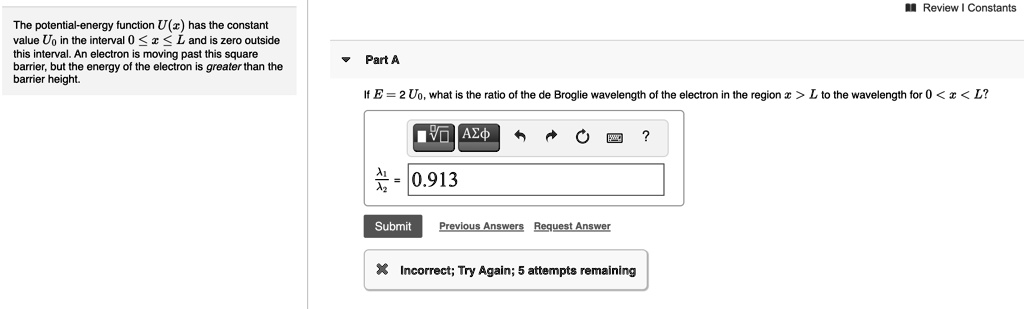 review constants the potential energy function ux has the constant ...