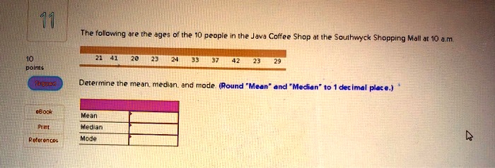 SOLVED: The followng are the ages people ihe Java Colfee Shop the ...