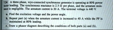 124 a three phase wye connected synchronous generator is operating at ...