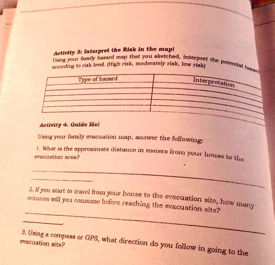 activity 3 interpret the rest in the map using the family hazard map ...