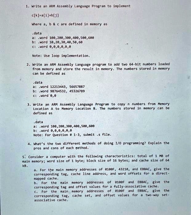 Solved Texts 1 Write An Arm Assembly Language Program To Implement C K A I B J Where