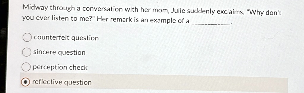 Midway through a conversation with her mom, Julie suddenly...
