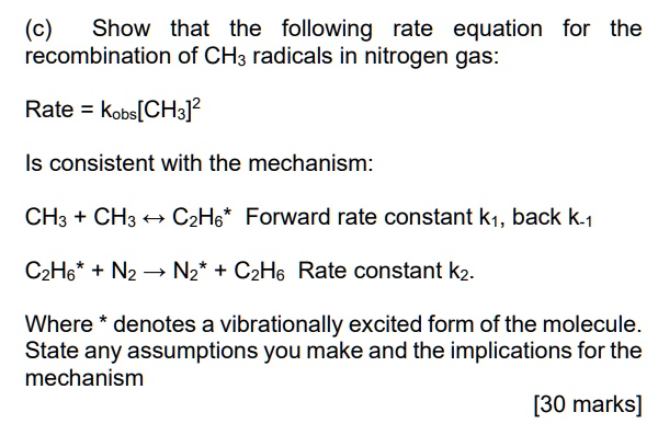 SOLVED:(c) Show that the following rate equation for the recombination ...