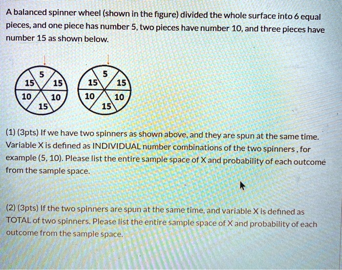 SOLVED:A balanced spinner wheel (shown in the figure) divided the whole surface into 6 equal ...