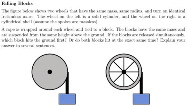 Falling Blocks The figure below shows two wheels that have the same ...