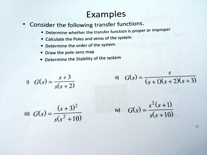Examples Consider the following transfer functions. ? Determine whether the transfer function is ...