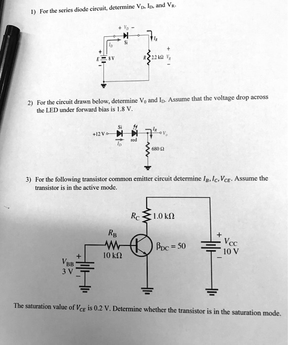SOLVED: For the series diode circuit, determine Vp, Ip, and VR. For the circuit drawn below ...