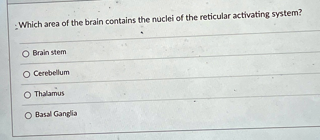 Which area of the brain contains the nuclei of the reticular activating ...