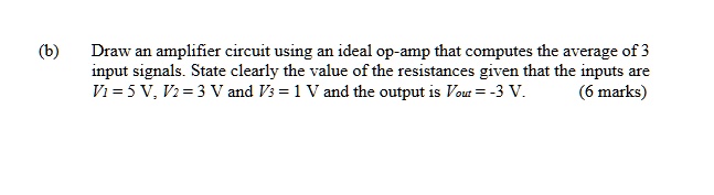 SOLVED: Draw an amplifier circuit using an ideal op-amp that computes ...