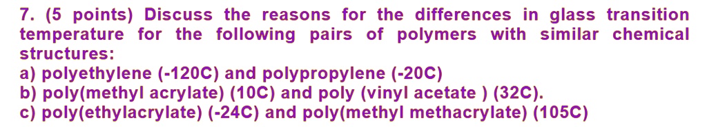 7 5 points discuss the reasons for the differences in glass transition ...