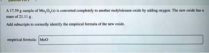 SOLVED: A 17.59 sample of = Moje 0,(s) converted completely another ...