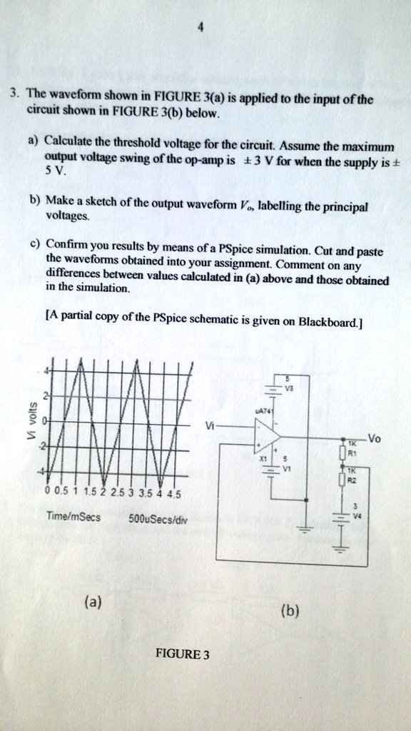 Solved The Waveform Shown In Figure 3 A Is Applied To The Input Of