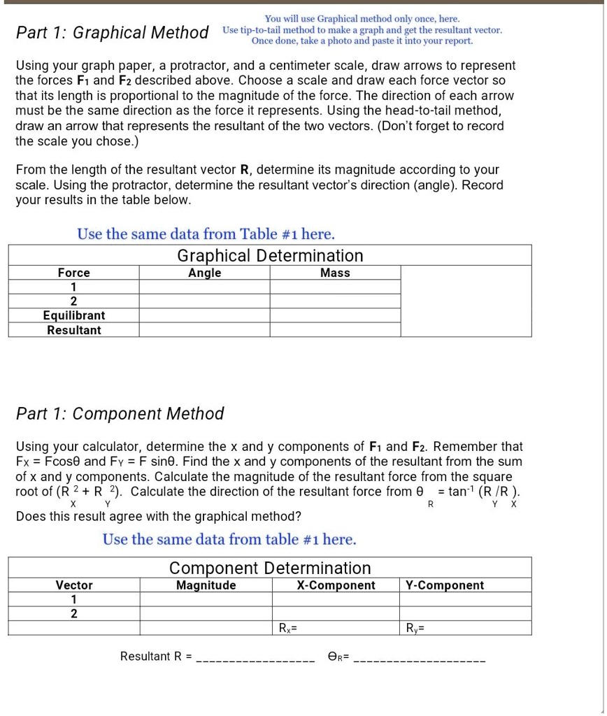 Solved Part 1 Graphical Method Use The Tip To Tail Method To Make A 5995