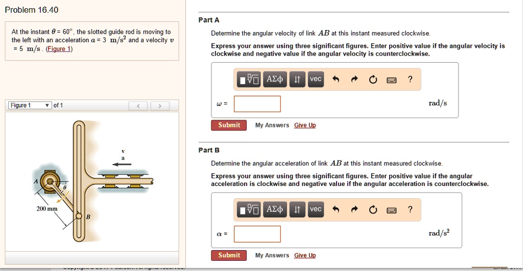 SOLVED: Engineering Mechanics: Dynamics Problem 16.40 Part A At the ...