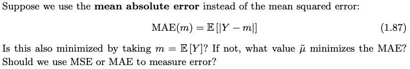 SOLVED: Suppose we use the mean absolute error instead of the mean ...