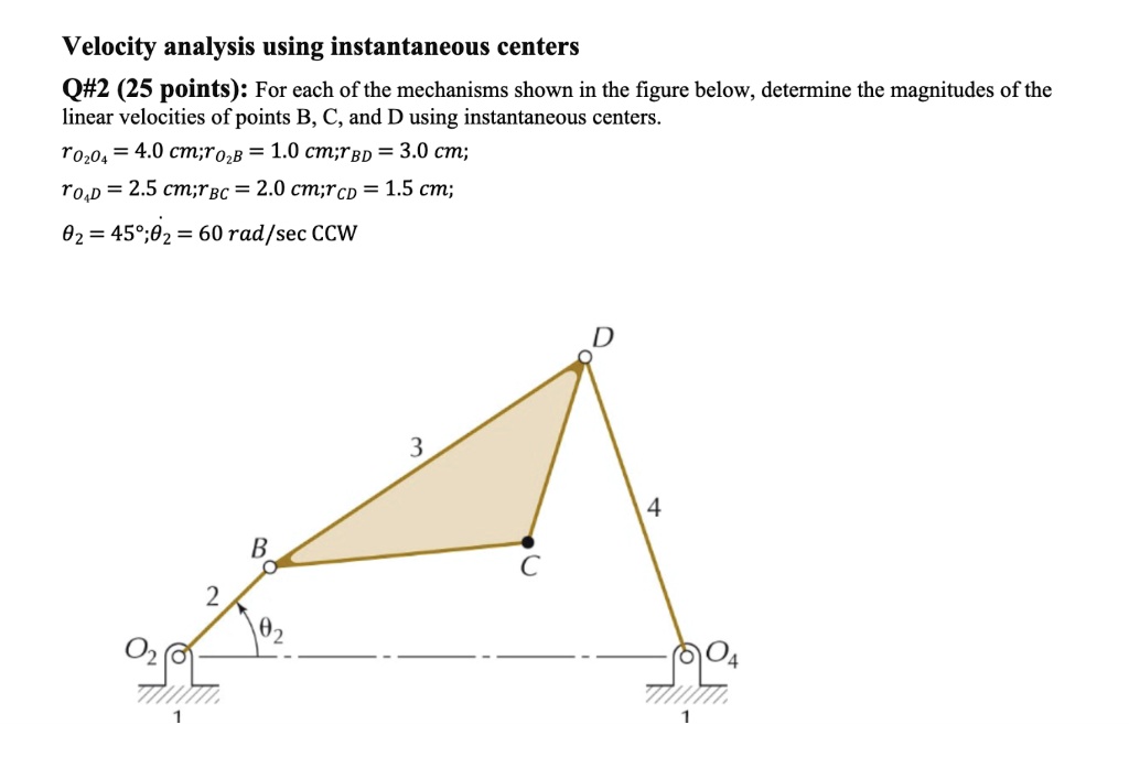 velocity analysis using instantaneous centers q2 25 points for each of ...