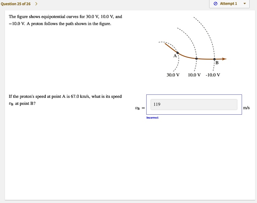 question 25 of 26 attempt 1 the figure shows equipotential curves for ...