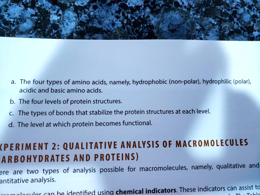 a the four types of amino acids namely hydrophobic non polar ...