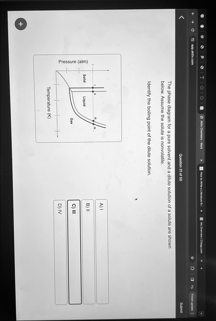 the phase diagram for a pure solvent and a dilute solution of a solute ...