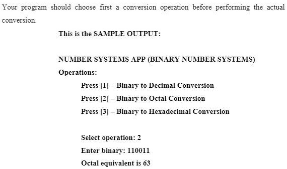 Solved Using The Java Programming Language Create A Number System Conversion Application That