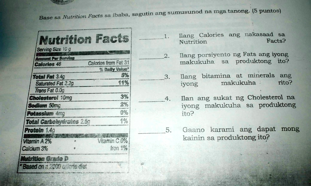 SOLVED: 3. Ilang bitamina at minerals ang iyong makukuha rito?5. Gaano karami ang dapat mong ...