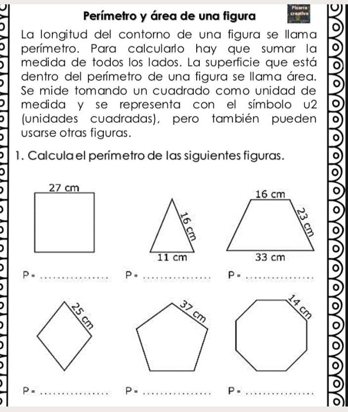 SOLVED: ayúdenme con mi tarea 3 Perímetro Y área de una figura La ...